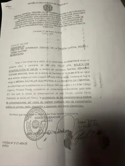 Se conocen los detalles de la excarcelación de Rafael Tudares (+Boleta ...